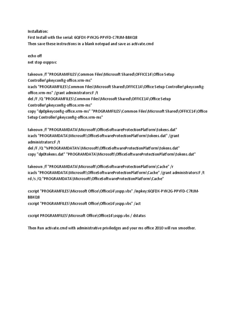 Installation of Office 2010 | PDF