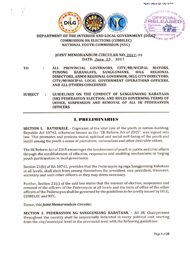 Dilg Comelec Nyc JMC 2017-01 PDF | PDF