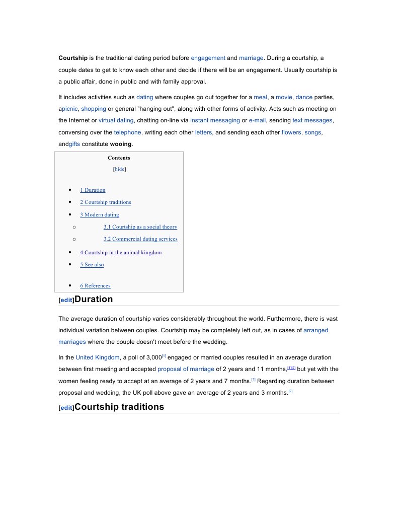 Duration: Courtship Is The Traditional Dating Period Before | PDF ...