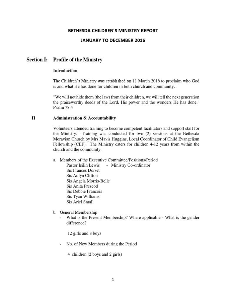 Children's Ministry Report 2016.docx Revised | PDF | Christian ...