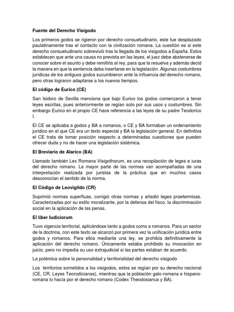 Fuentes del Derecho Visigodo | PDF | Justicia | Crimen y violencia