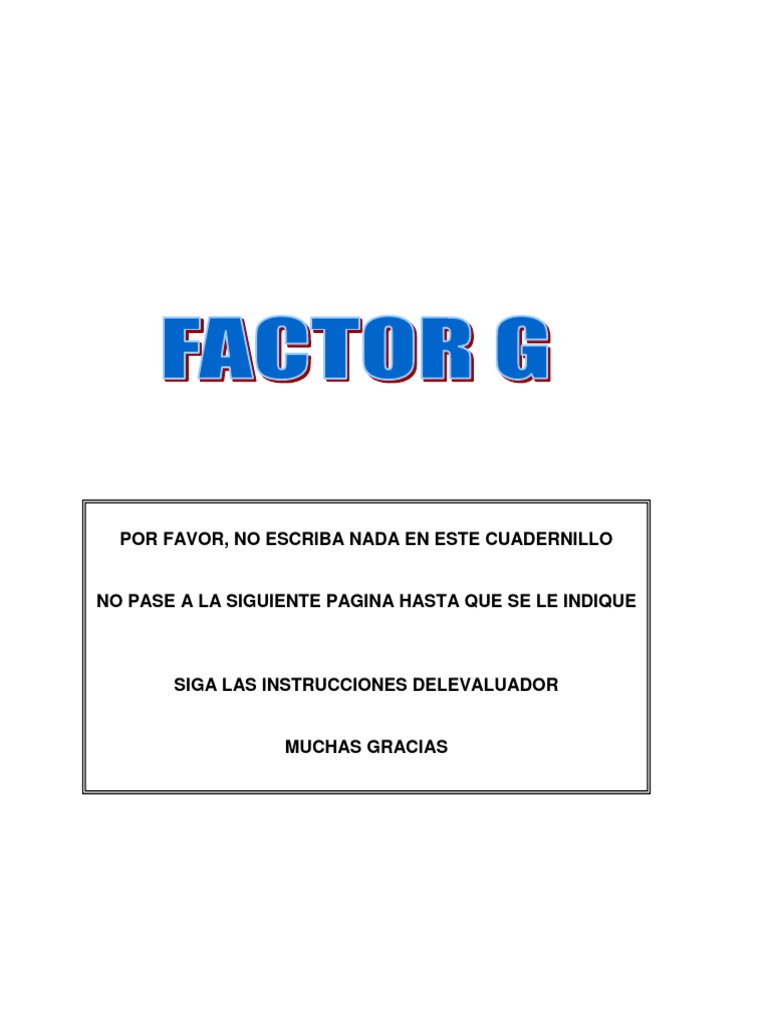 Factor G Cuadernillo | PDF