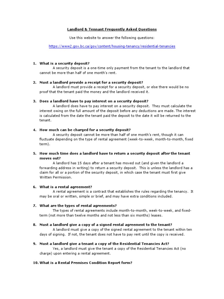 Landlord & Tenant FAQs Guide | PDF | Leasehold Estate | Landlord