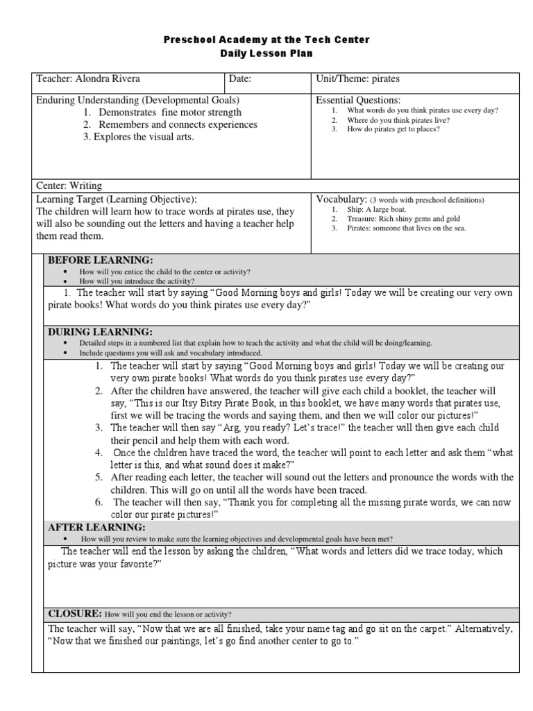 Lesson Plan Pirate | PDF | Lesson Plan | Change