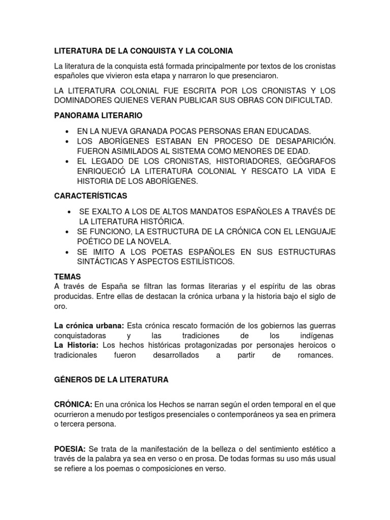 Literatura de La Conquista y La Colonia | PDF | Francisco Pizarro ...