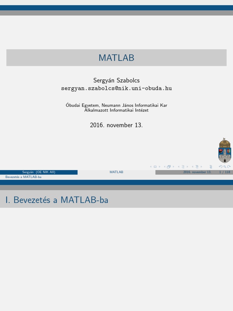 Matlab by Obudai Egyetem | PDF