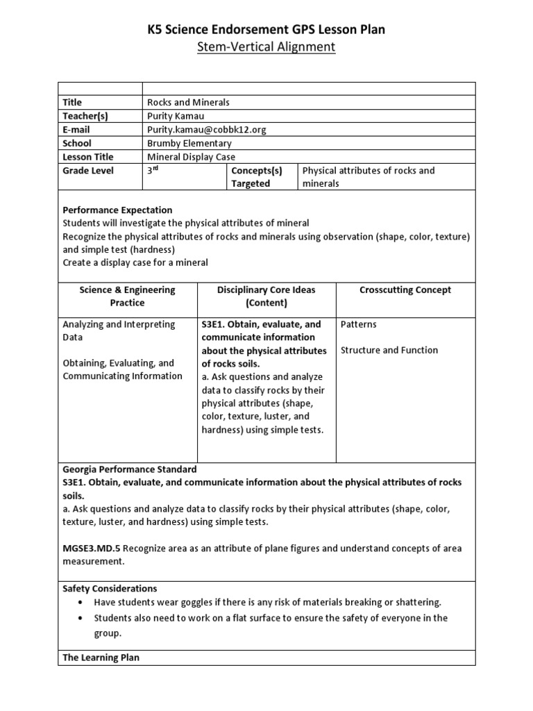 Lesson-Plan - Rock Mineralsva3 1 | PDF | Minerals | Candy
