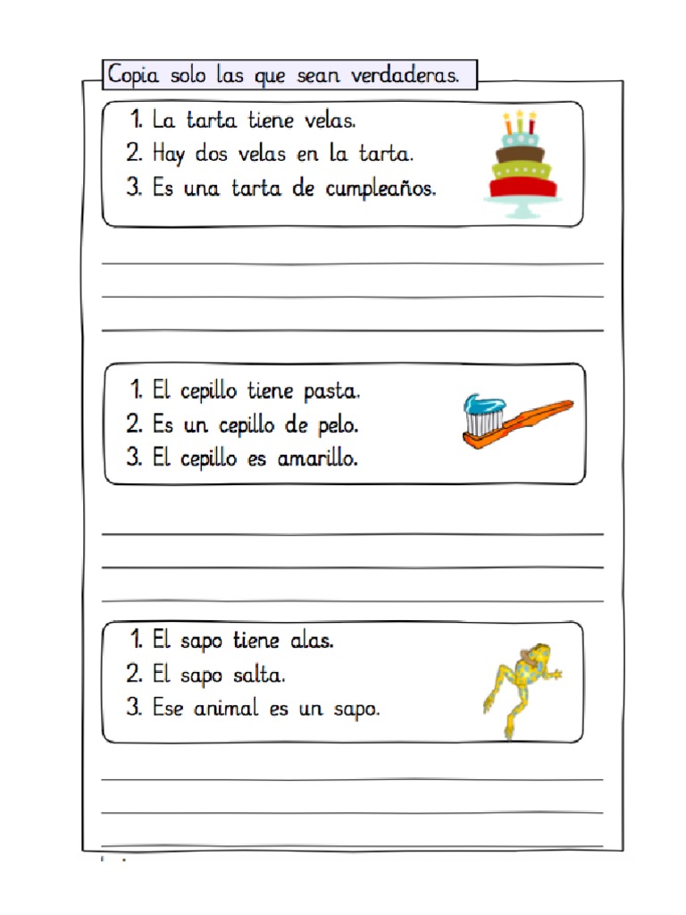 Comprension Lectora Frases Cortas | PDF