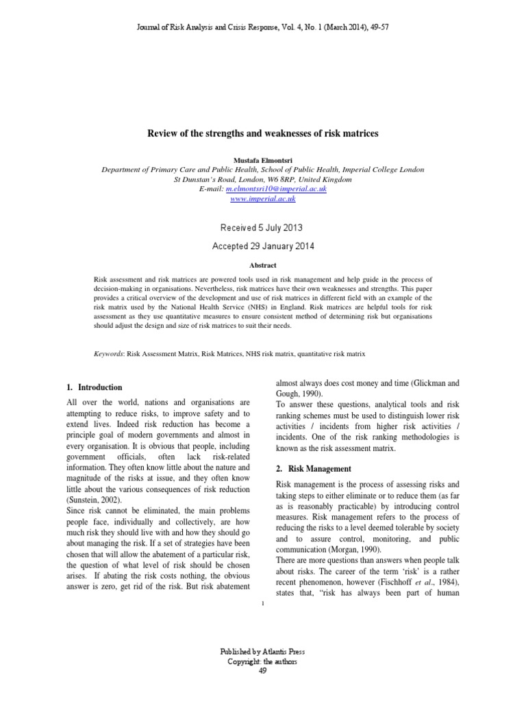 Risc Matrix | PDF | Risk | Risk Management