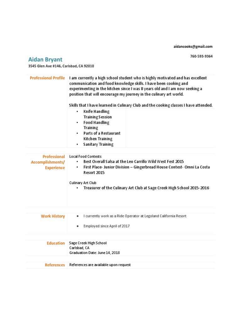 Aidan Bryant Resume 2016 | PDF