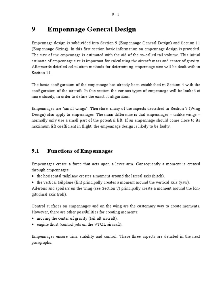 AircraftDesign 9 EmpennageGeneralDesign | PDF | Empennage | Flight Control Surfaces
