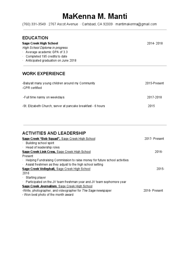 2017 Resume Makenna | PDF