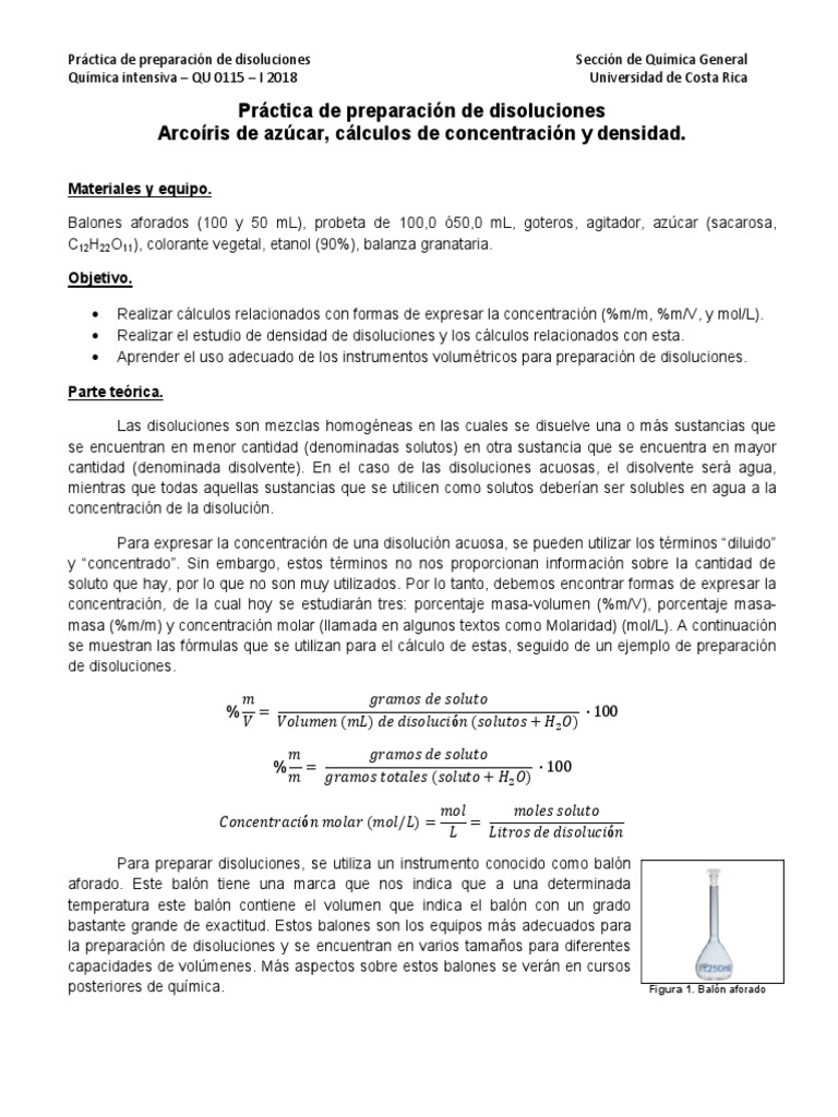 Preparación de disoluciones I 2018.pdf | Concentración | Química