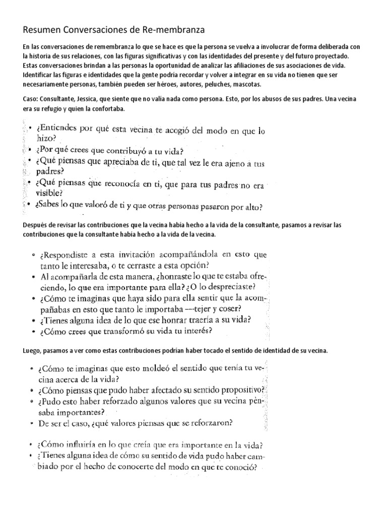 Resumen Conversaciones de Remembranza | PDF