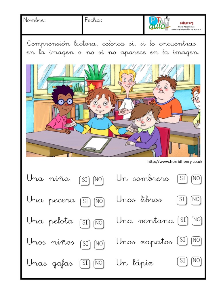 Comprensión Lectora de Palabras Si No PDF | PDF