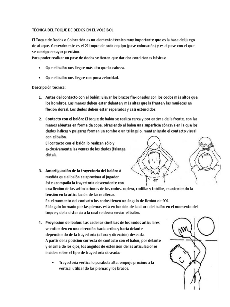 Técnica Del Toque de Dedos en El Vóleibol | PDF | Vóleibol | Deportes