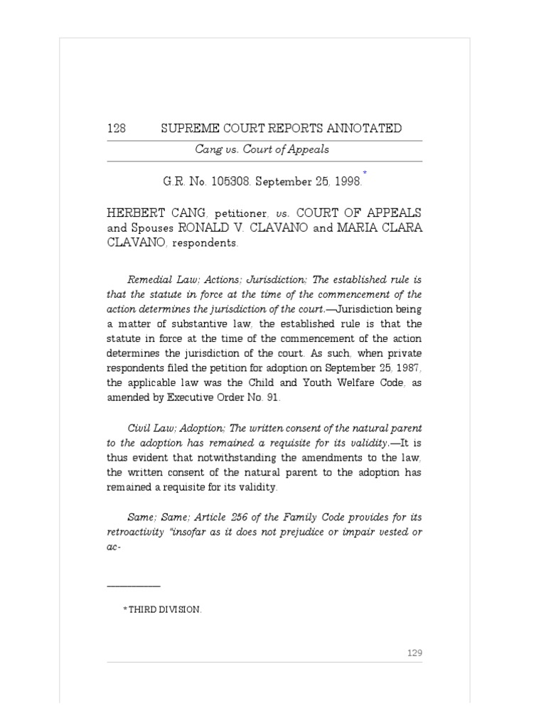 Cang vs. Court of Appeals | PDF | Child Custody | Court Of Appeal Of ...
