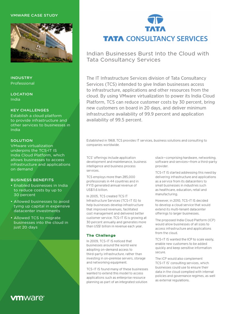 Vmware Tata Consultancy Services 13q3 en Case Study. | PDF | Cloud Computing | Data Center