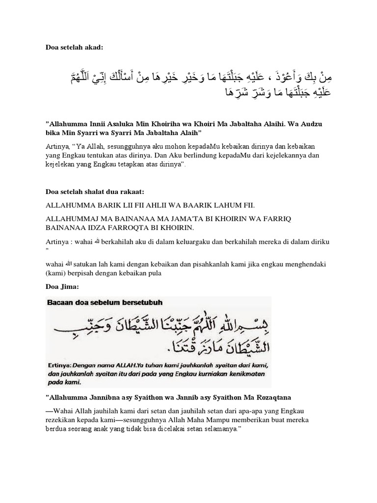 Doa Setelah Akad dan Jima | PDF