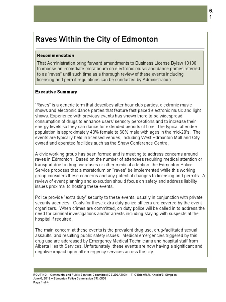 Raves Within The City of Edmonton | PDF | Emergency Medical Services ...
