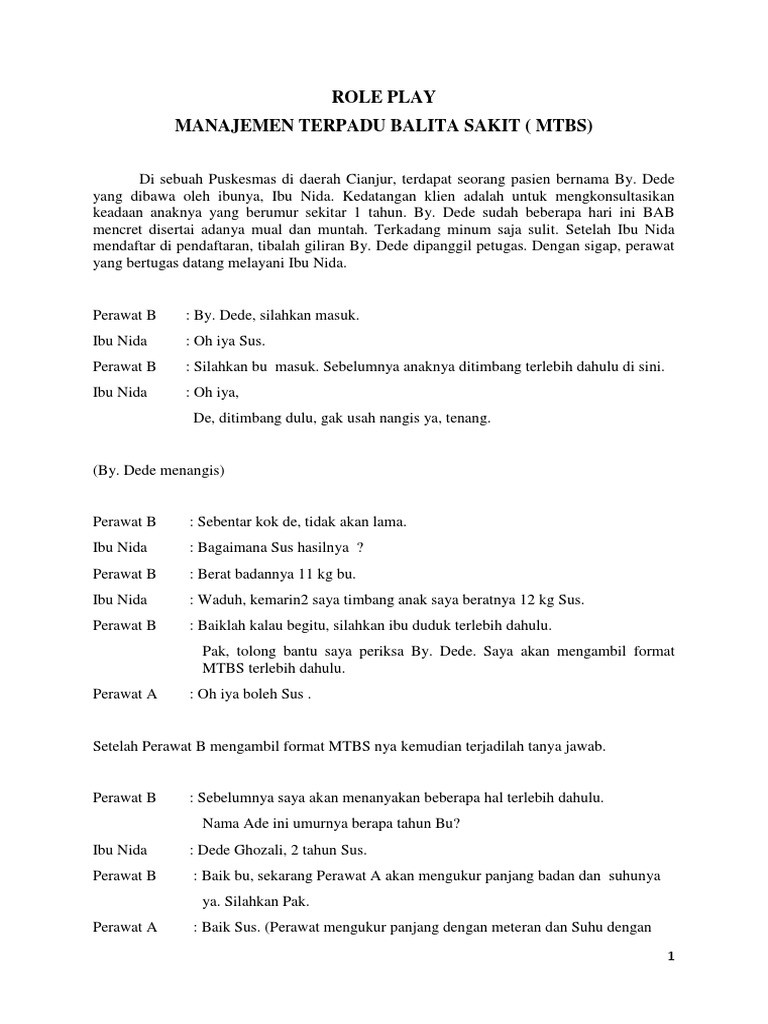 Role Play Kasus Mtbs | PDF