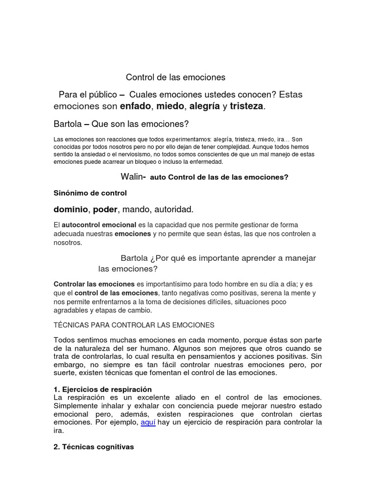 Control de Las Emociones | PDF | Las emociones | Temor