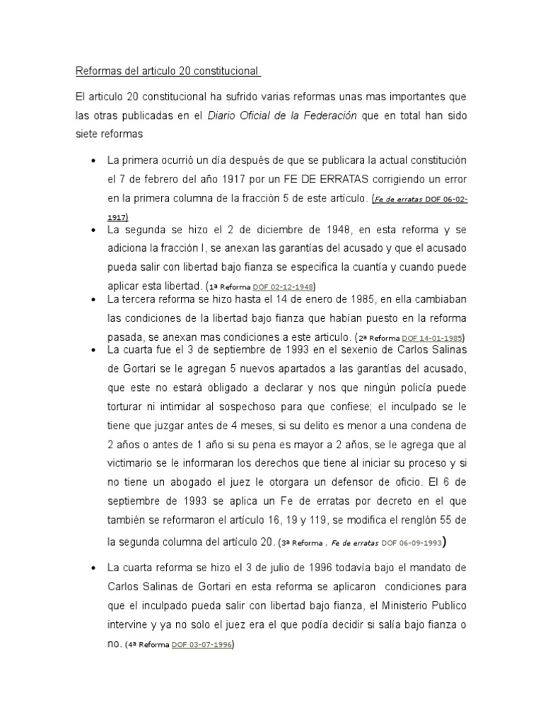 Articulo 20 Constitucional | PDF | Procedimiento Criminal | Derecho penal