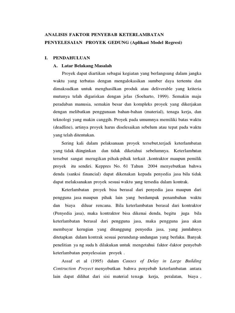 Analisis Faktor Penyebab Keterlambatan Penyelesaian Proyek Gedung | PDF Analisis Faktor Penyebab Keterlambatan Penyelesaian Proyek Gedung | PDF