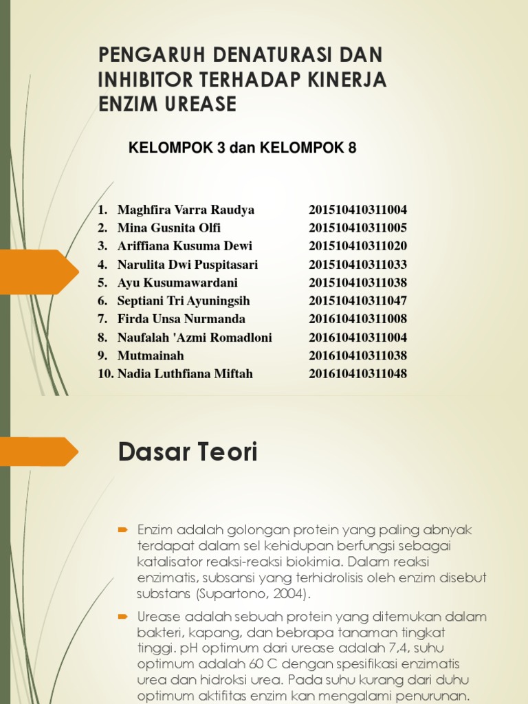 Pengaruh Denaturasi Dan Inhibitor Terhadap Kinerja Enzim Urease 3 | PDF ...