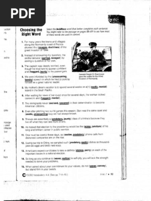 Vocabulary Workshop Level C Unit 6 Choosing The Right Word