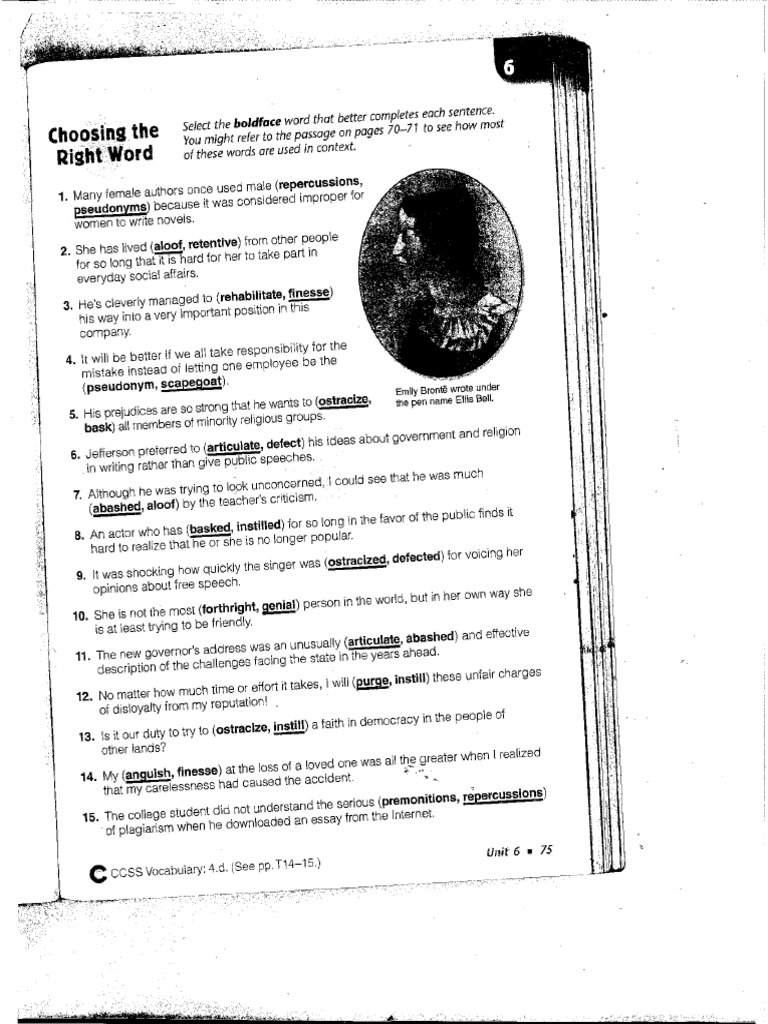 Vocabulary Workshop - Level C - Unit 6 Key | PDF