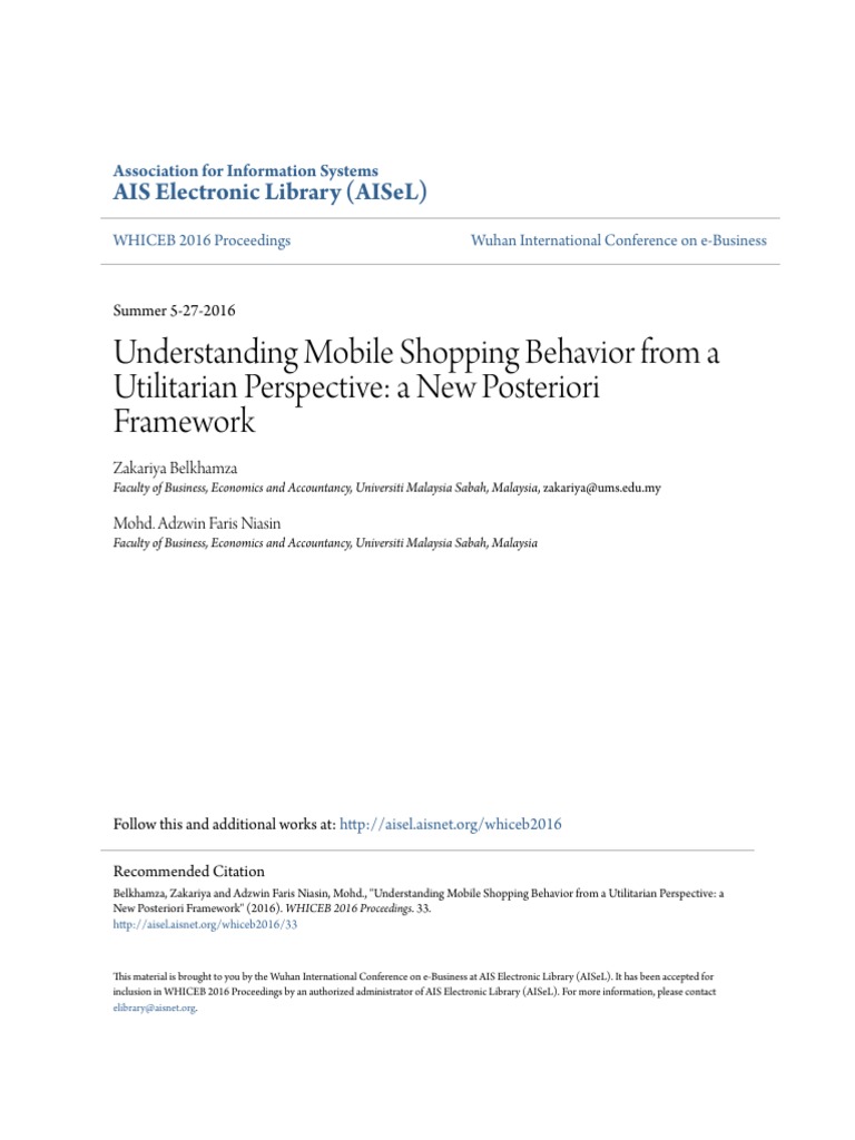 Understanding Mobile Shopping Behavior From A Utilitarian Perspective ...