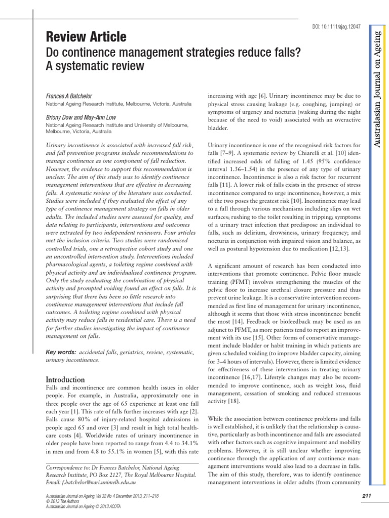 Do Continence Management Strategies Reduce Falls | PDF | Urinary ...