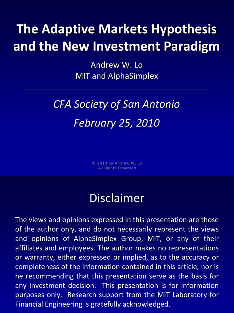 Andrew Lo Presentation | PDF | Beta (Finance) | Efficient Market Hypothesis