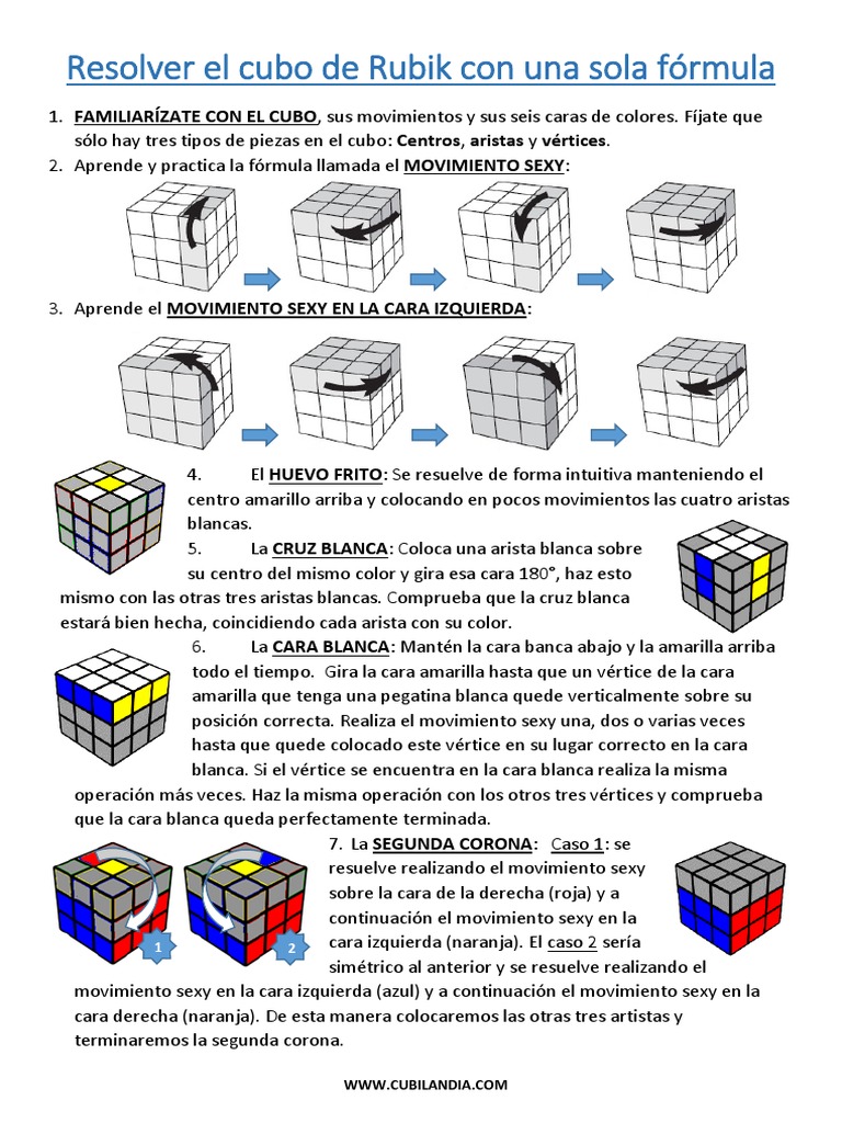 Cómo resolver el cubo Rubik en 11 pasos | PDF | Ocio | Enseñanza de ...