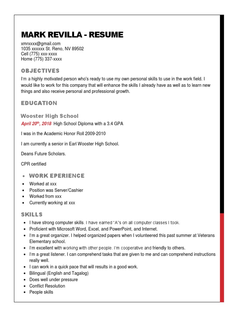 Mark Revilla Resume: Skills & Experience | PDF | Career & Growth