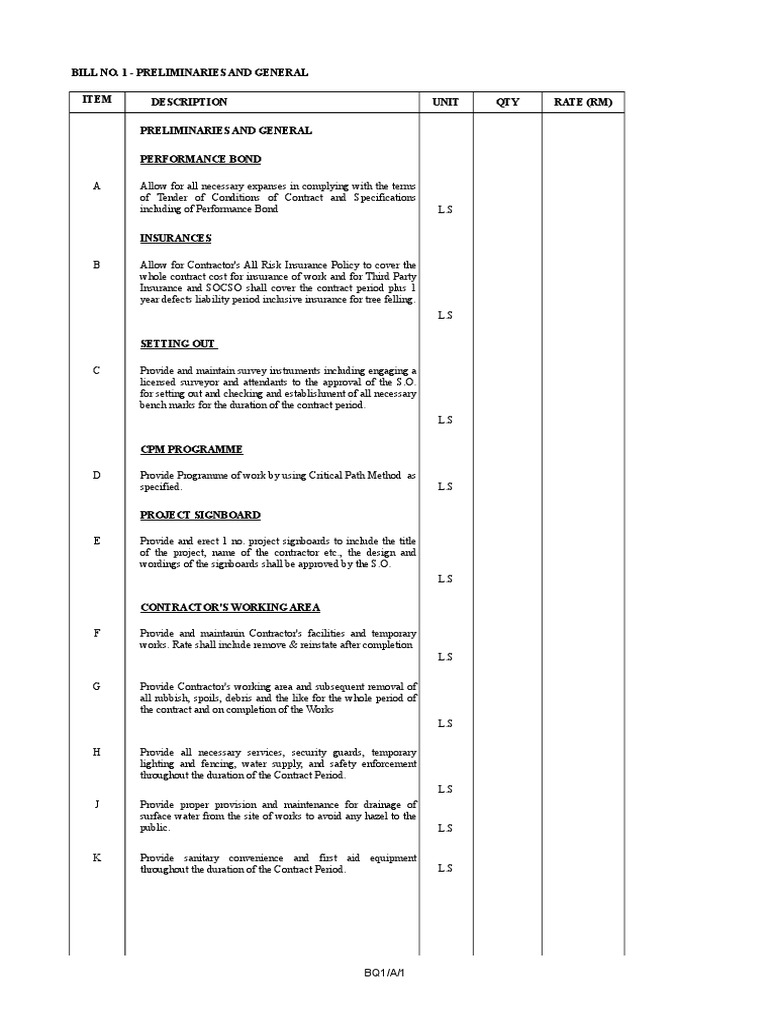 Requirements and Considerations for Preliminary Works and General ...