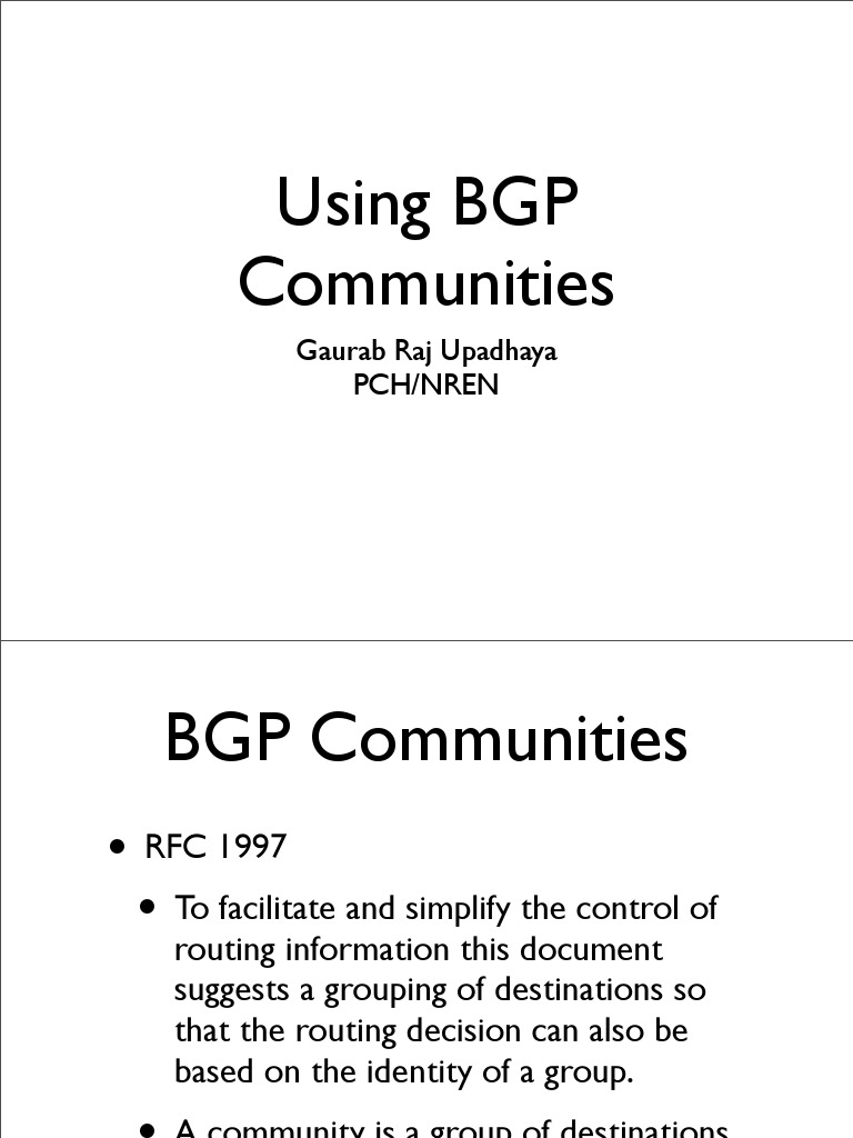 Sanog15 Gaurab BGP Communities | PDF | Information Age | Internet Standards