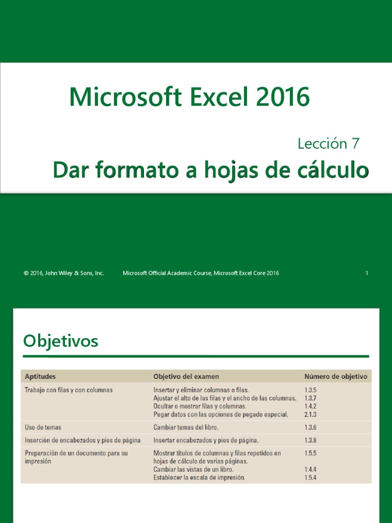 Excel Core 2016 Lesson 07 | PDF | Microsoft Excel | Hoja de cálculo