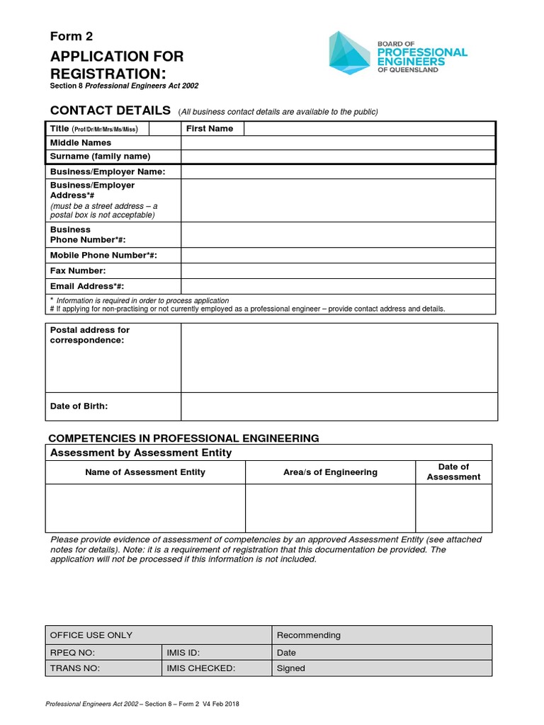 Form 2 Application For Registration v4 Feb 18 PDF | PDF | Bankruptcy ...