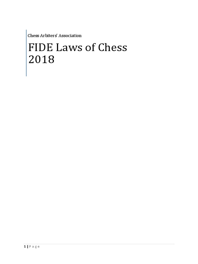 FIDE Laws of Chess 2018 | PDF | Games Of Mental Skill | Board Games