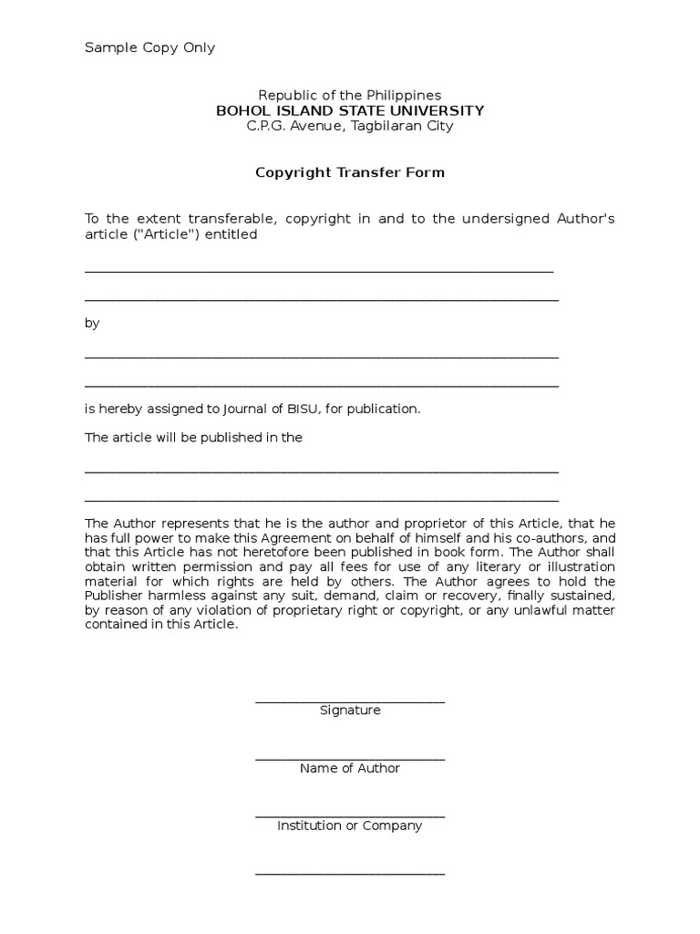 Sample Copyright Form | PDF