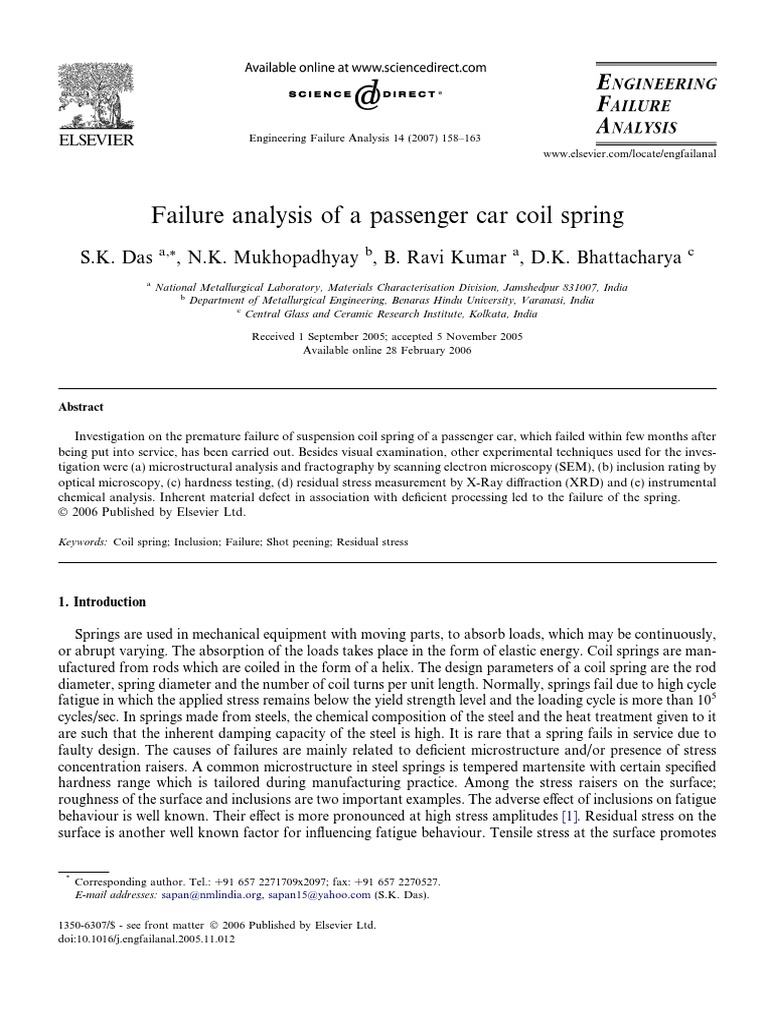 Failure Analysis of A Passenger Car Coil Spring | PDF | Fatigue ...