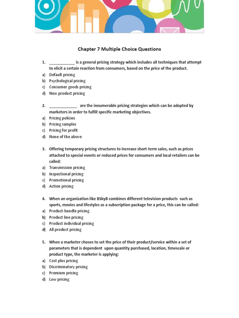 Chapter 7 MCQs - Questions | PDF | Pricing | Prices