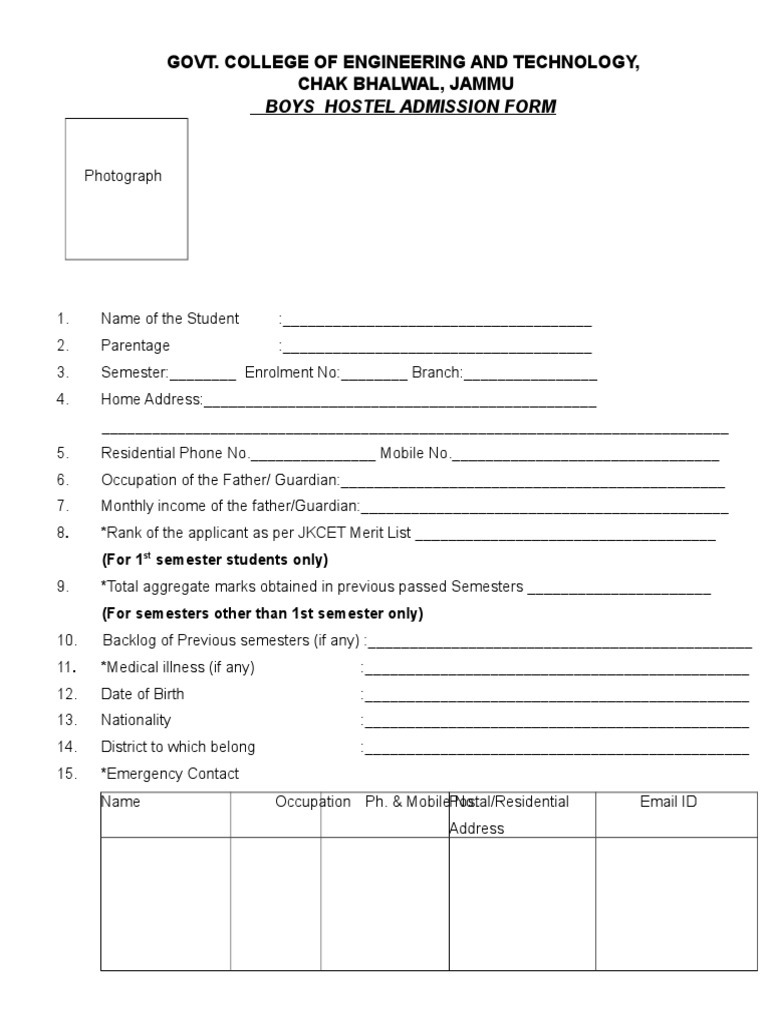 Hostel Form | Social Institutions | Society