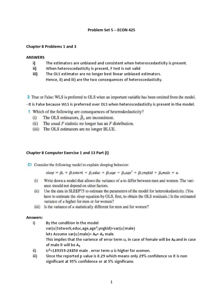 Problem Set | Download Free PDF | Coefficient Of Determination | Heteroscedasticity