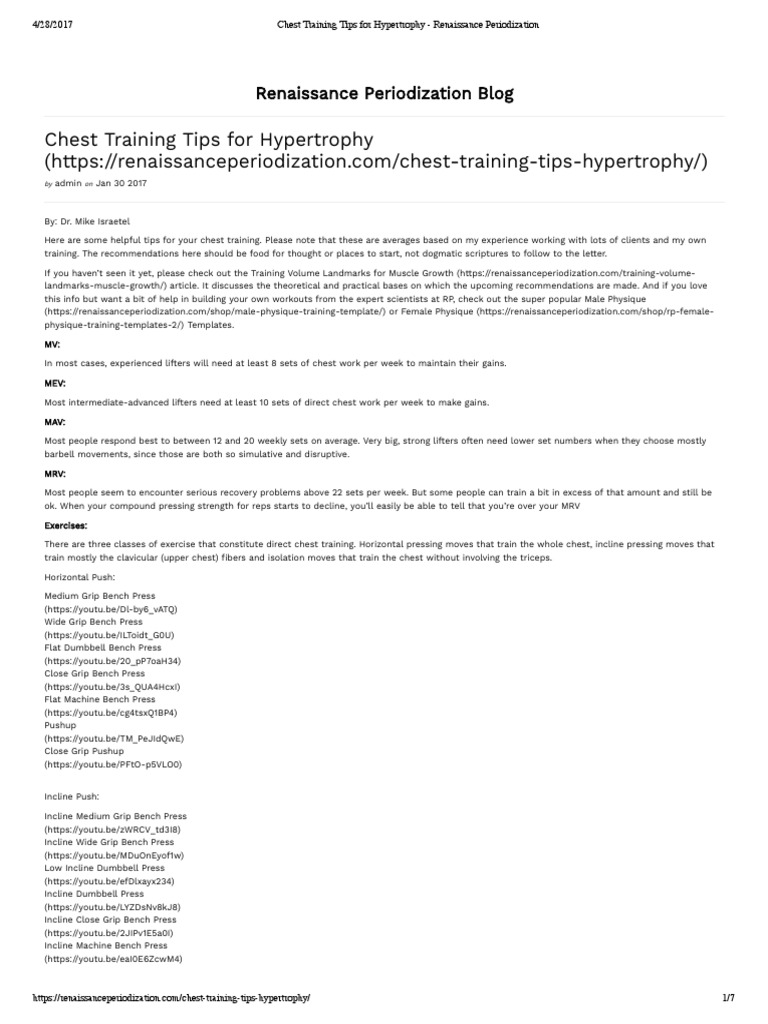 Chest Training Tips For Hypertrophy - Renaissance Periodization | PDF ...