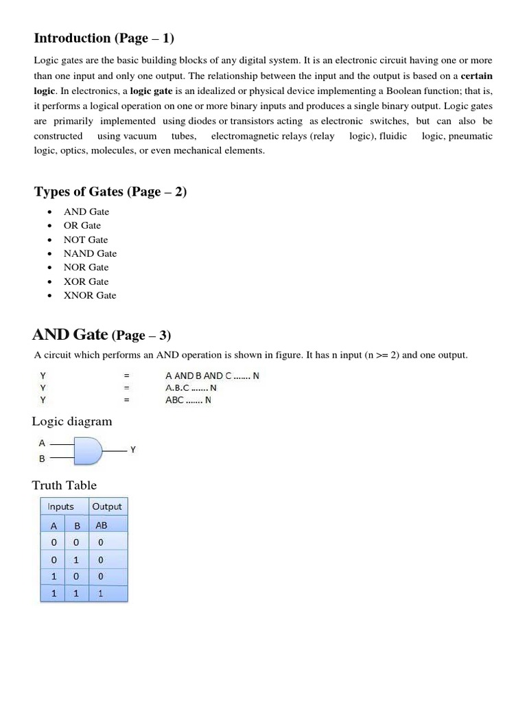 AND Gate: Introduction (Page - 1) | PDF