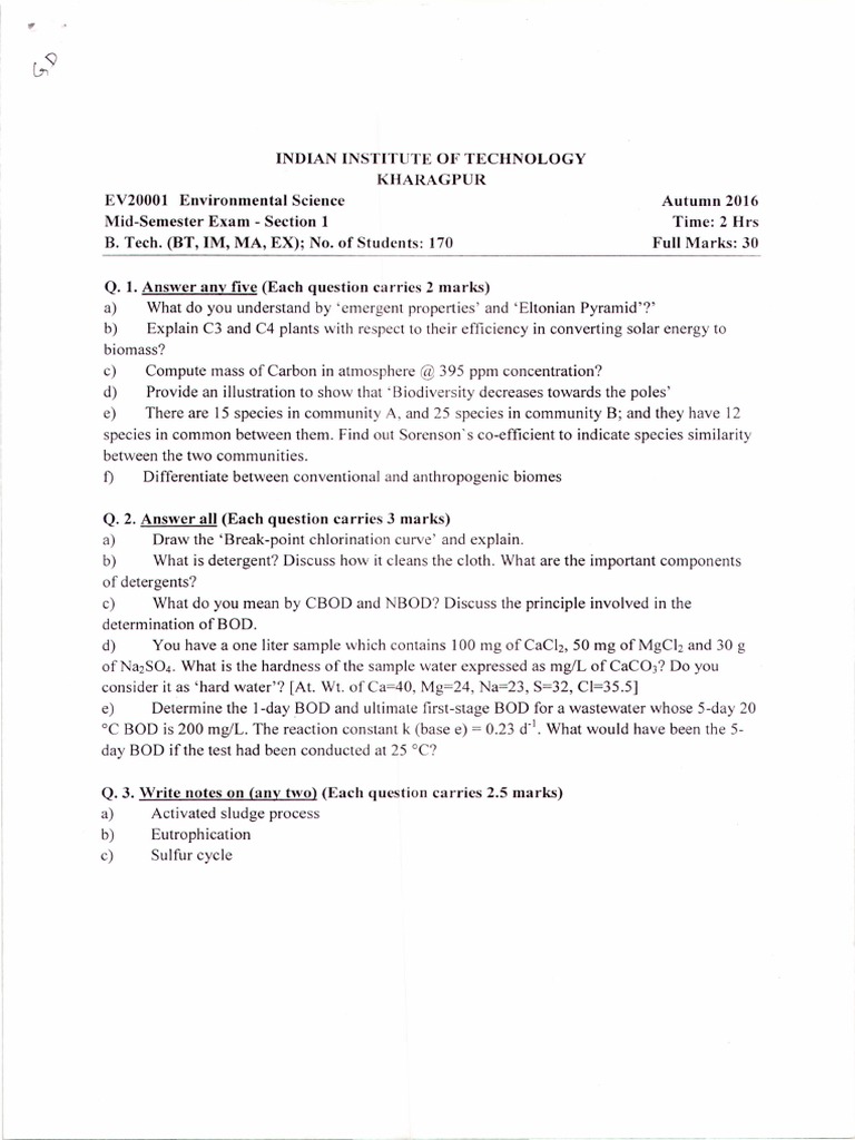 Environmental Science Midterm Exam 2016 | PDF | Atmosphere Of Earth ...