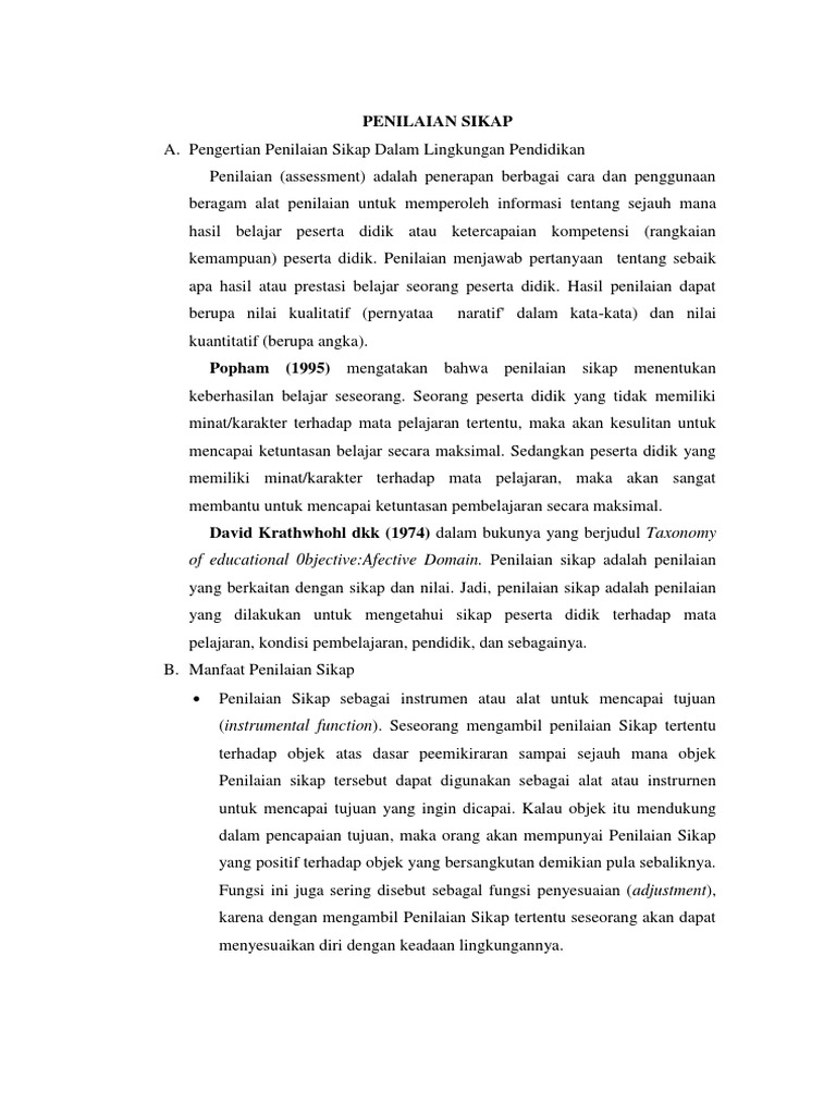Penilaian Sikap & Instrumen Non Tes | PDF | Kesehatan Holistik | Sains ...